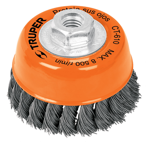 14184 / CT-608M TRUPER Carda copa, alambre trenzado fino, 3', milimétrica p/esmeril