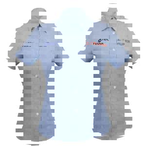 61107 / CAM-AZ-DCM TRUPER Camisa azul para dama, manga corta talla M, Truper