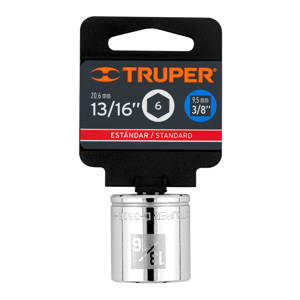 13614 / D-3826-H TRUPER Dado de 13/16', 6 puntas, cuadro 3/8', Truper