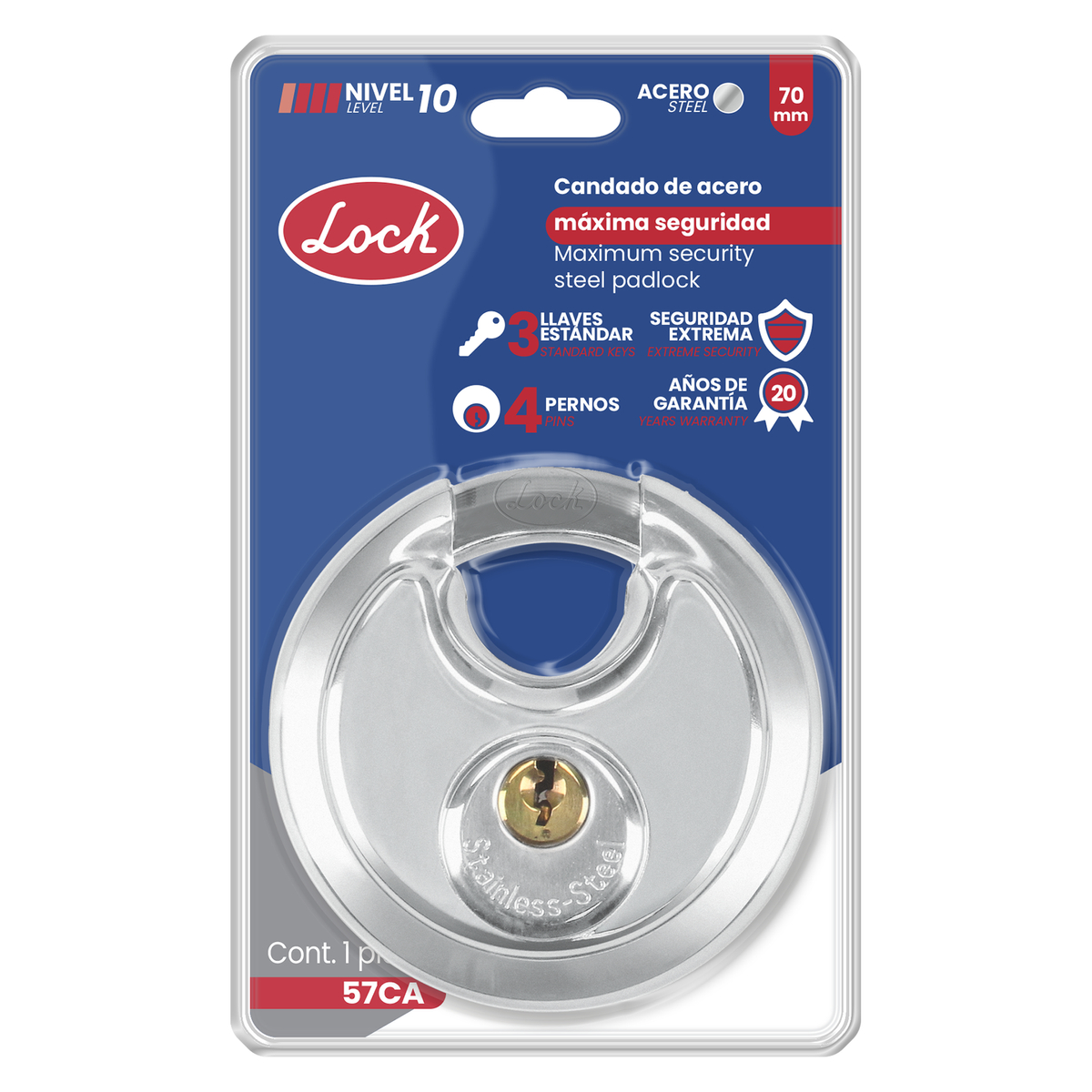 Lock-57CA / 57CA TRUPER Candado de máxima seguridad tipo disco 70 mm ...