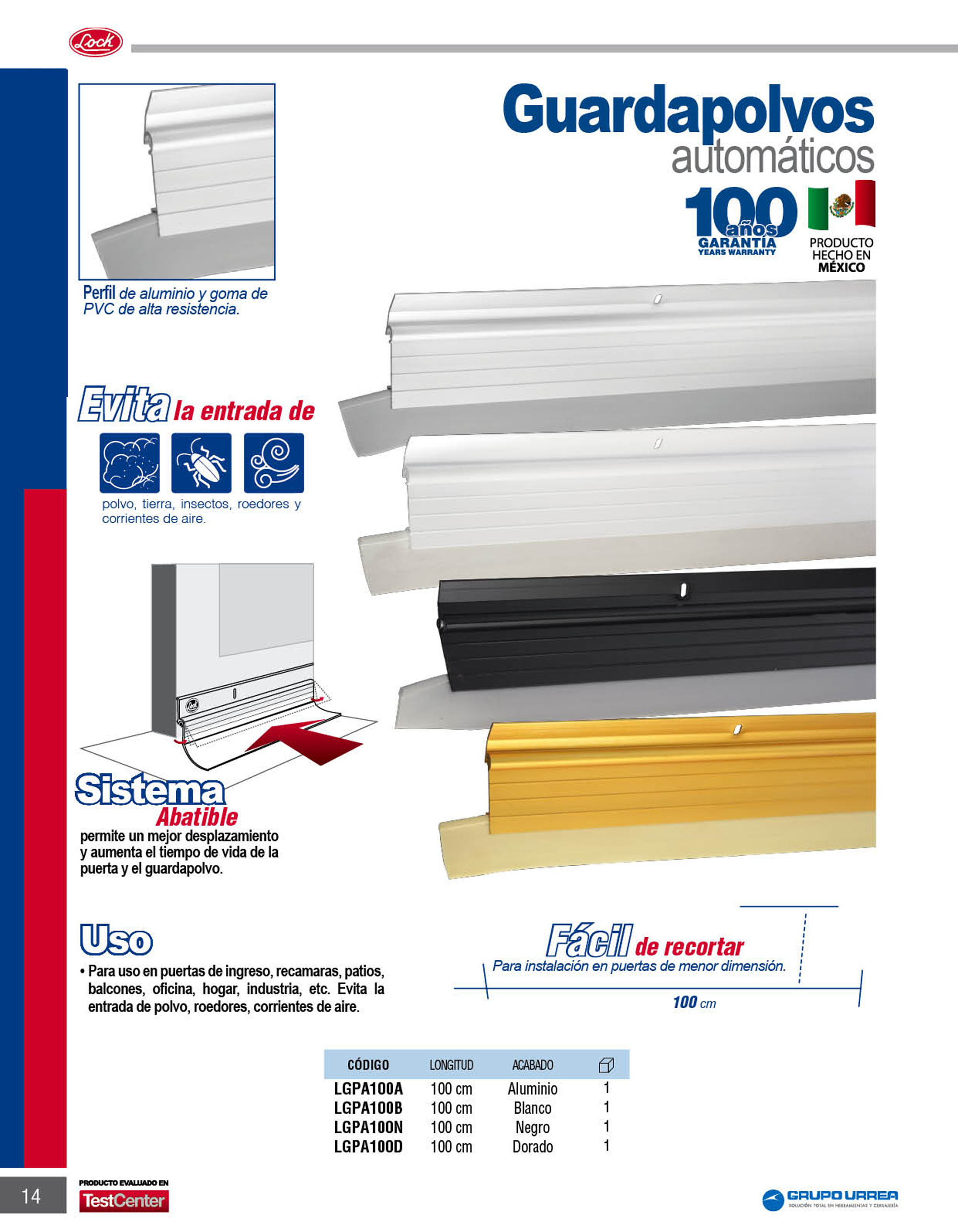 Lock-LGPA100A / LGPA100A TRUPER Guardapolvo automático acabado aluminio ...