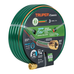 16030 / MAN-10X1/2R TRUPER Manguera 1/2', reforzada 3 capas, conexiones de metal, 10 m