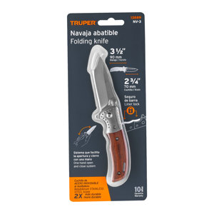 13889 / NV-3 TRUPER Navaja abatible 3-1/2' mango de madera, Truper