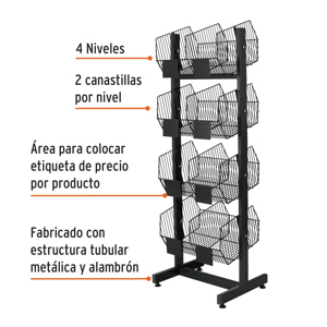 50030 / R-BOT TRUPER Rack botadero, metálico, 4 niveles, Truper