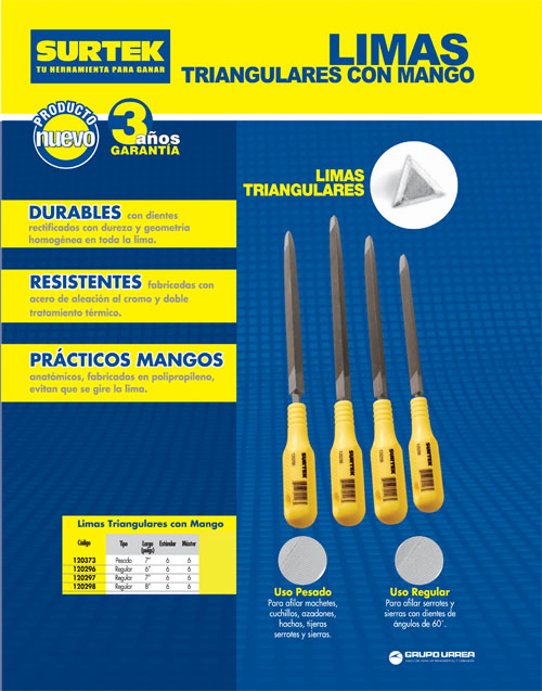 Surtek-120296 / 120296 TRUPER Lima triangular con mango plástico 6" Surtek