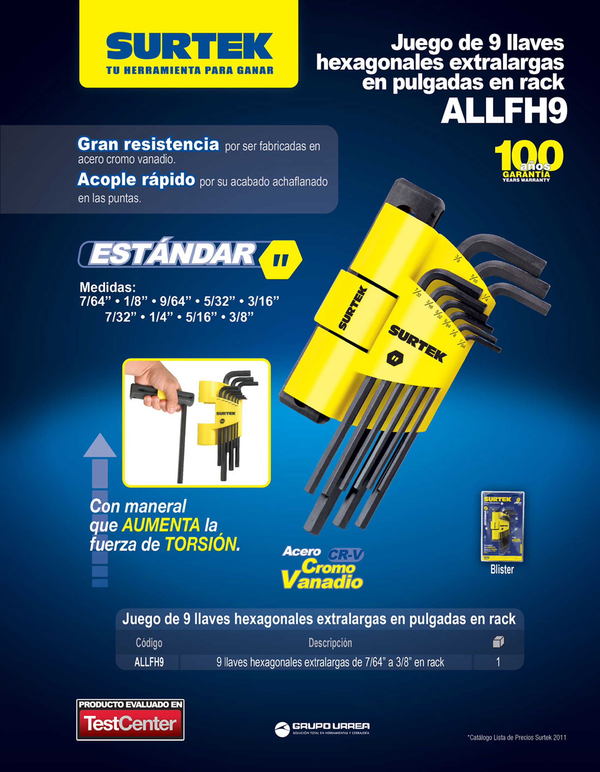 Surtek-ALLFH9M / ALLFH9M TRUPER Juego de llaves extra largas ...