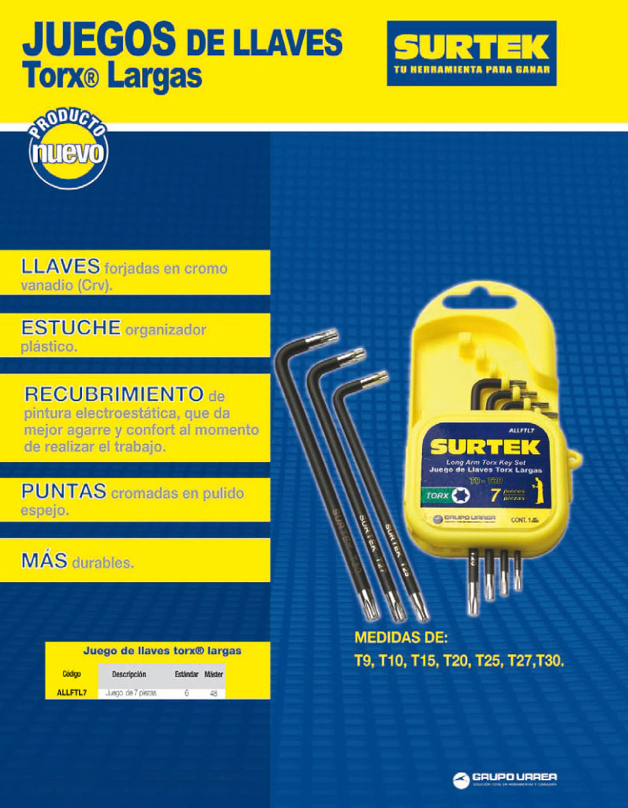 Surtek-ALLFTL7 / ALLFTL7 TRUPER Juego de llaves hexagonales tipo "L ...