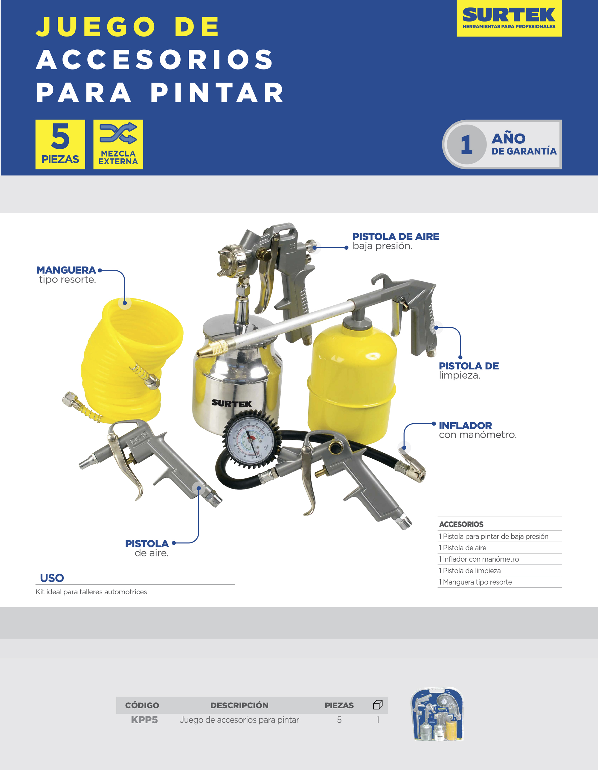 Surtek-KPP5 / KPP5 TRUPER Kit de herramientas para pintar, 5 piezas Surtek