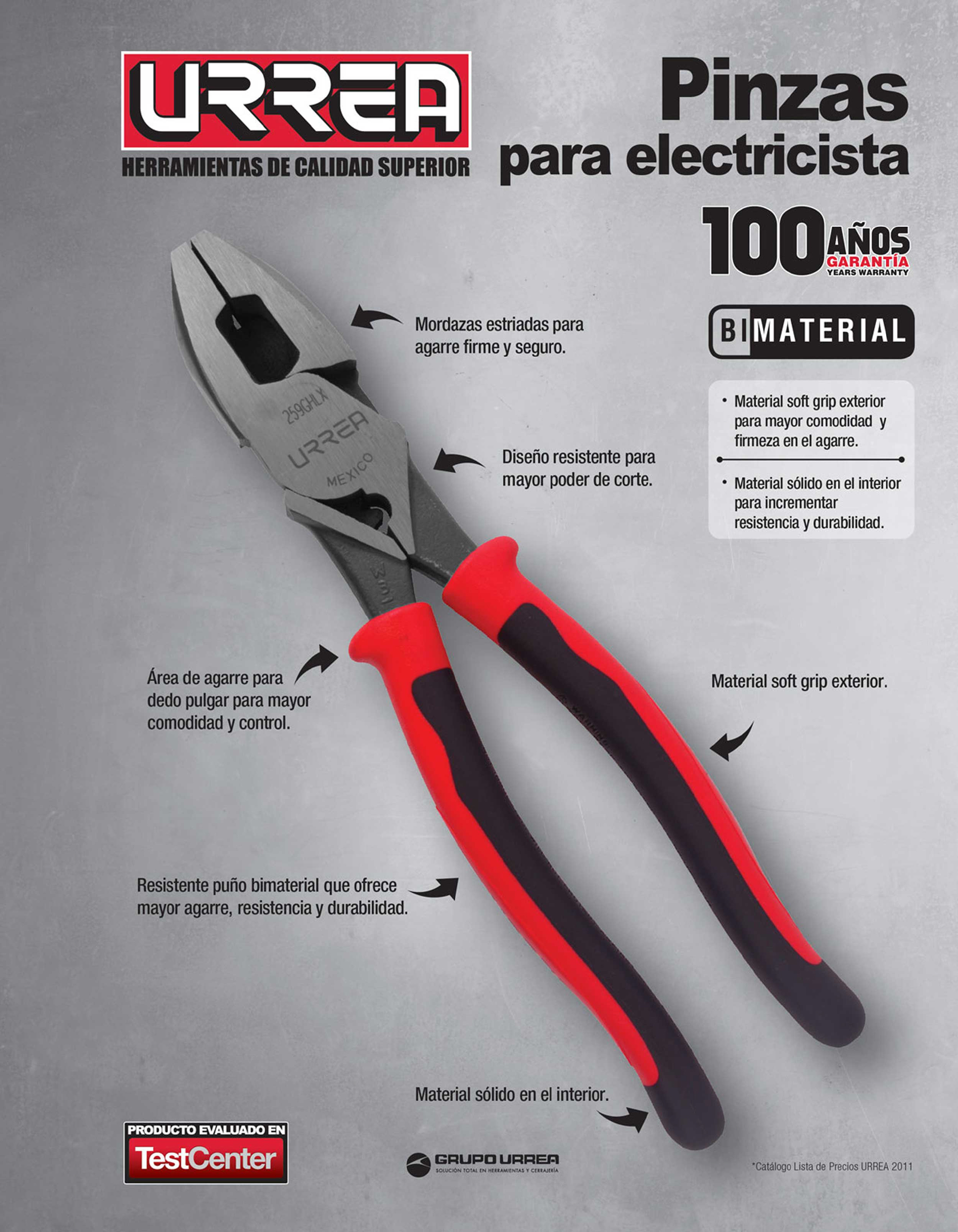 Urrea-207GX / 207GX TRUPER Pinza para electricista con mango bimaterial ...