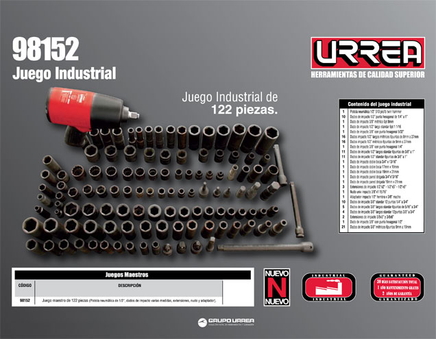 Urrea-98152 / 98152 TRUPER Juego intermedio industrial impacto ...