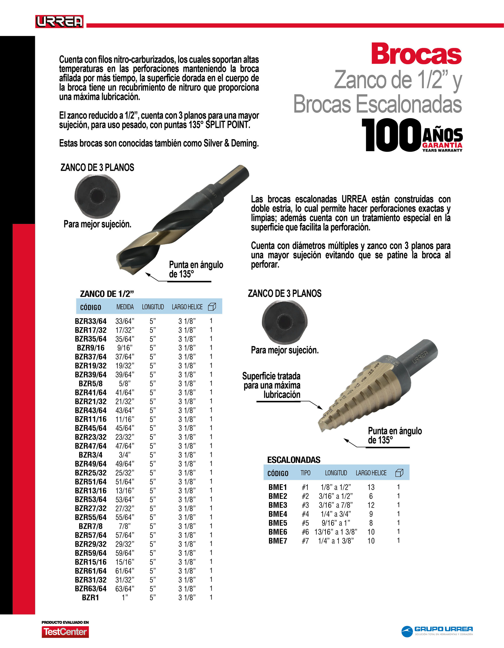 Urrea-BME3 / BME3 TRUPER Broca escalonada con doble estría #3, 3/16" a ...