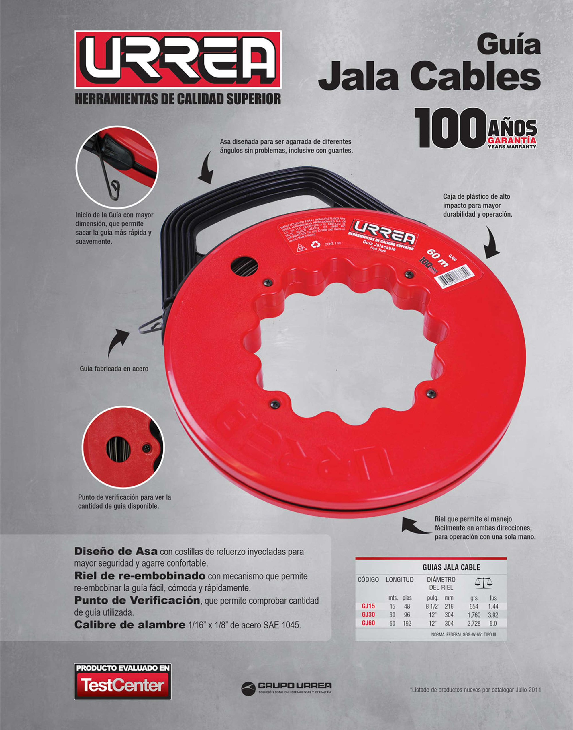 Urrea-GJ60 / GJ60 TRUPER Guía para cable 60 m Urrea