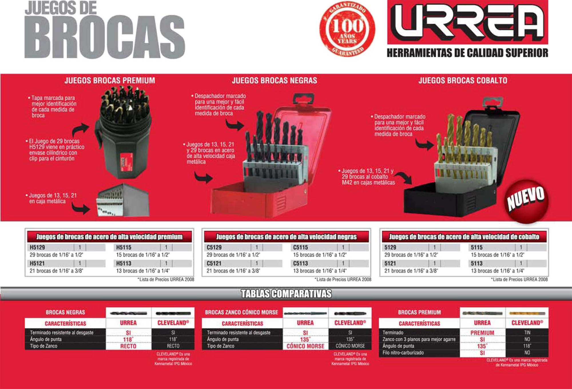 Urrea-H5129 / H5129 TRUPER Juego de brocas premium de acero de alta ...