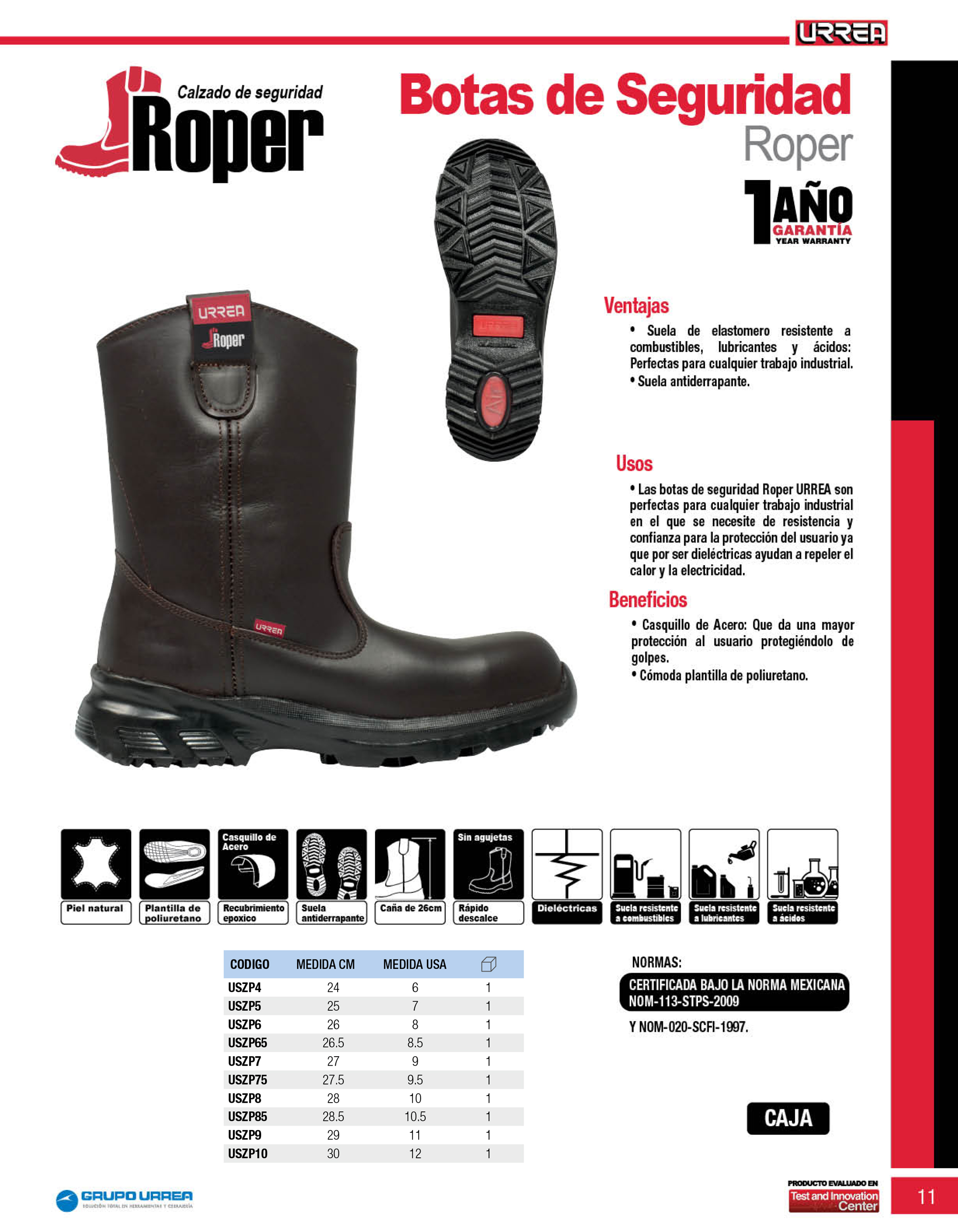 Urrea-USZP6 / USZP6 TRUPER Botas de seguridad dieléctricas tipo roper ...