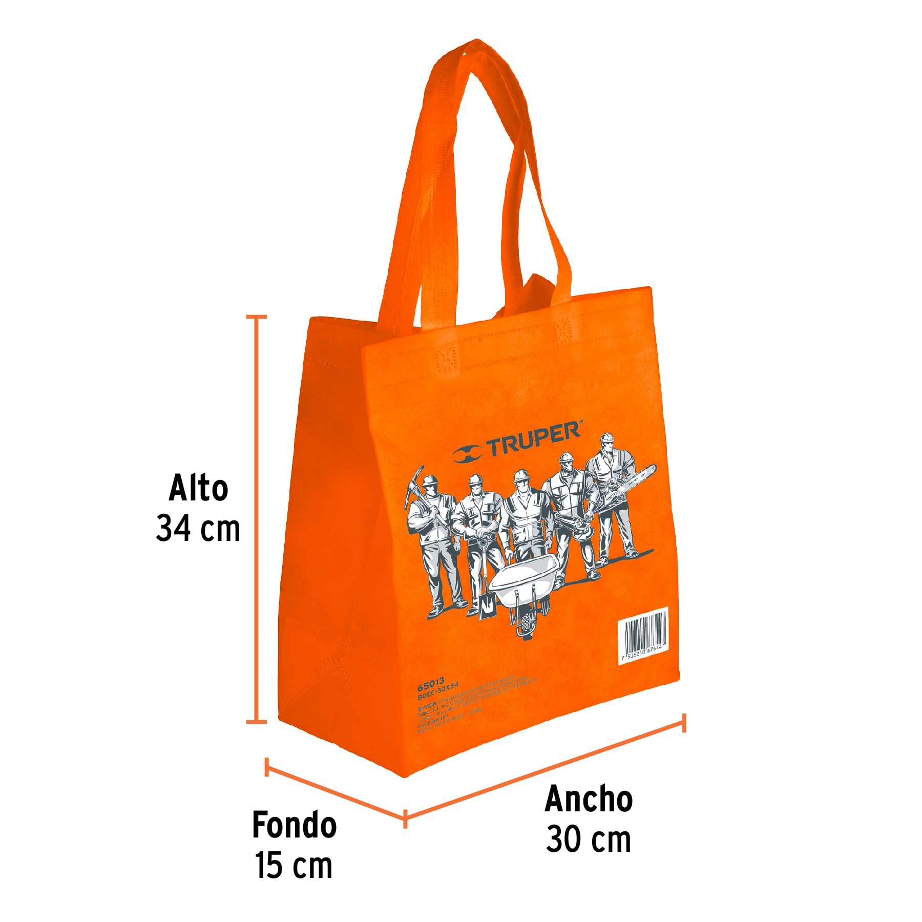 65013 Boec 30x34 Truper Bolsa Ecológica Naranja De 30 X 34 Cm Truper