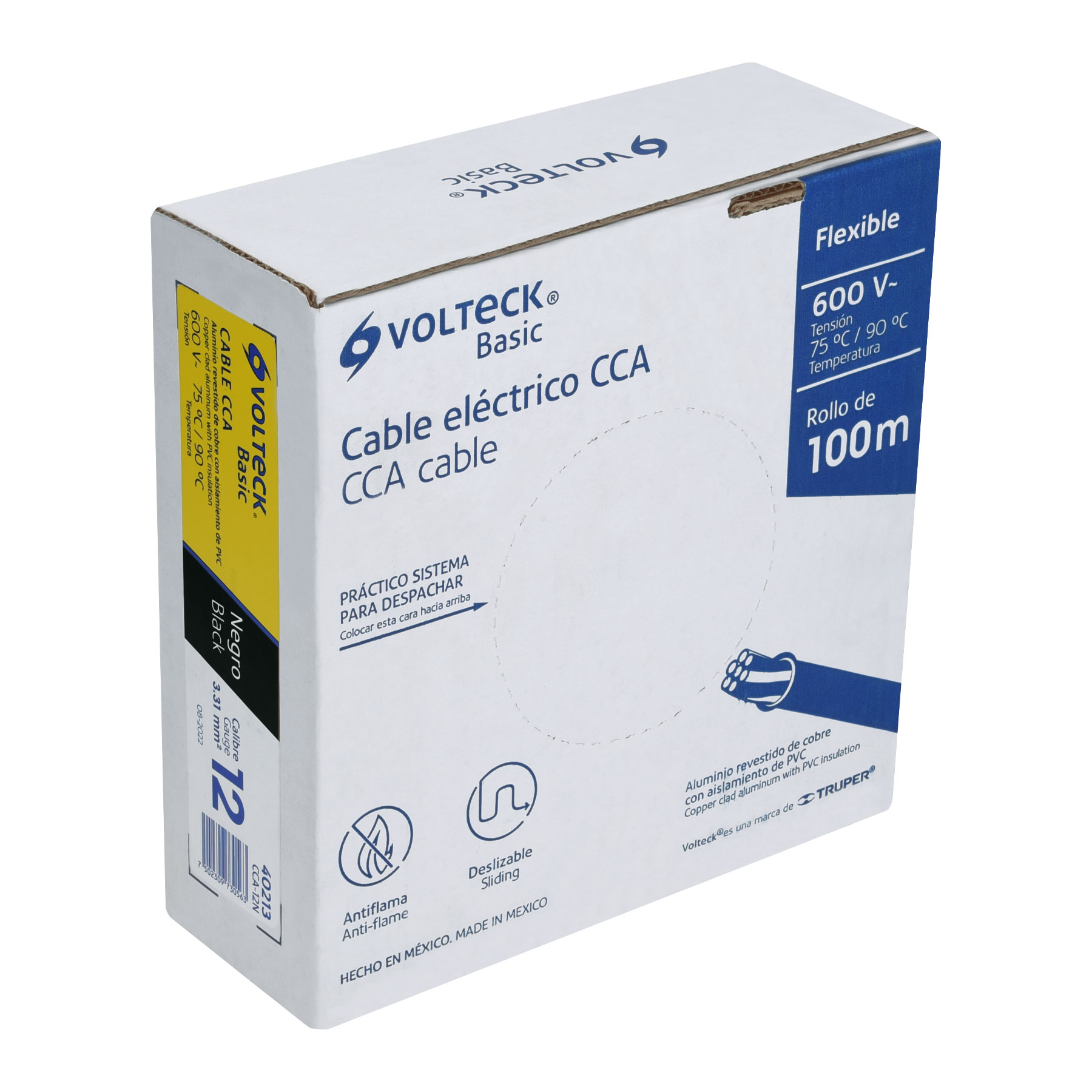 40213 / CCA-12N Volteck Rollo de 100 metros de cable THW CCA 12 AWG ...